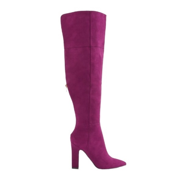 Shoe Dazzle | Shoes | Shoe Dazzle Becky Raspberry Plum Faux Suede Thigh ...